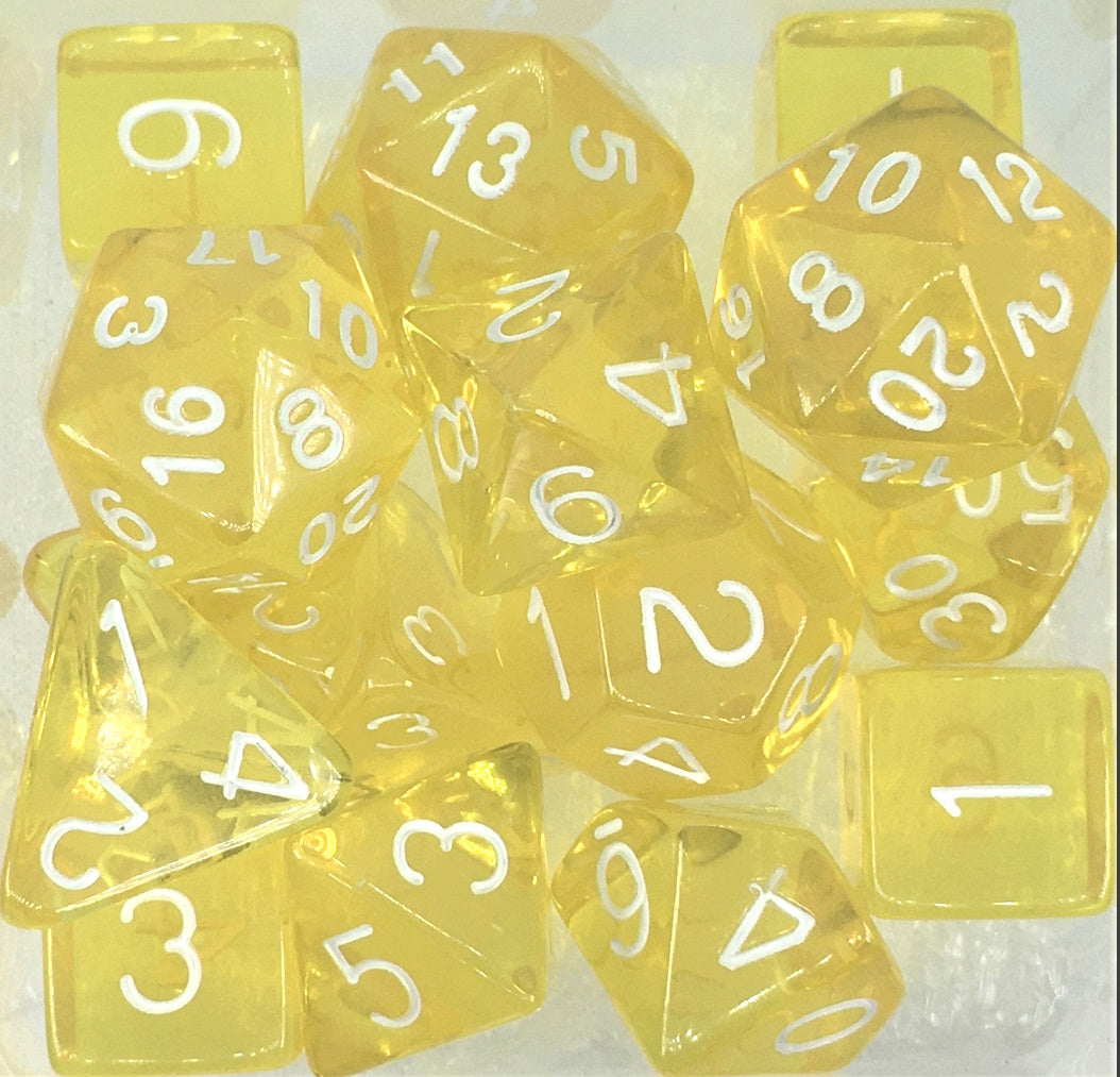Translucent Yellow w/ White Dice
